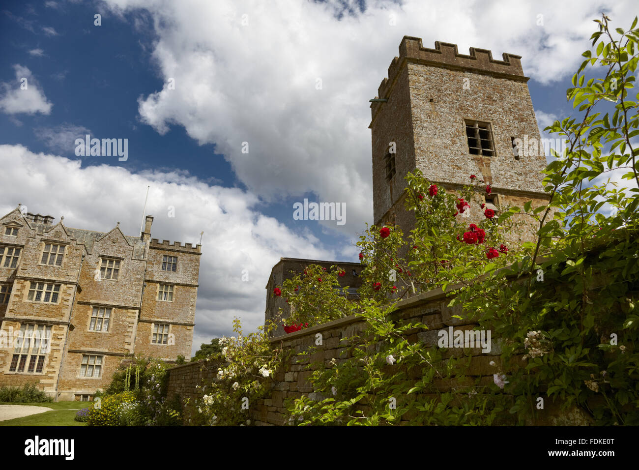 The church (not National Trust) and south front at Chastleton House ...