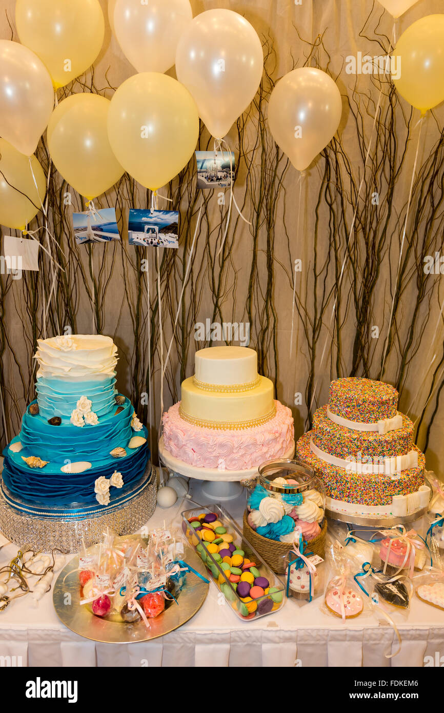 christening decorated table Stock Photo - Alamy