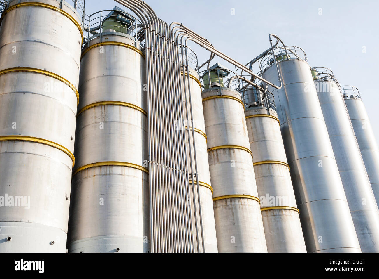 Industrial silos for chemical production, by stainless steel Stock ...