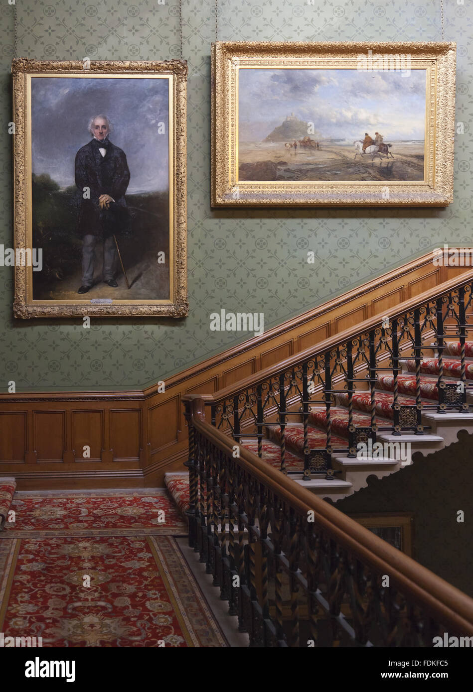 A view of the Hall Staircase at Tyntesfield, Somerset, including a full ...