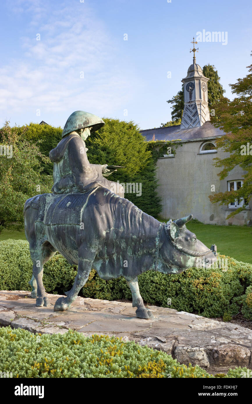 Bronze sage on bull statue to the south of the house at Dyffryn Gardens ...