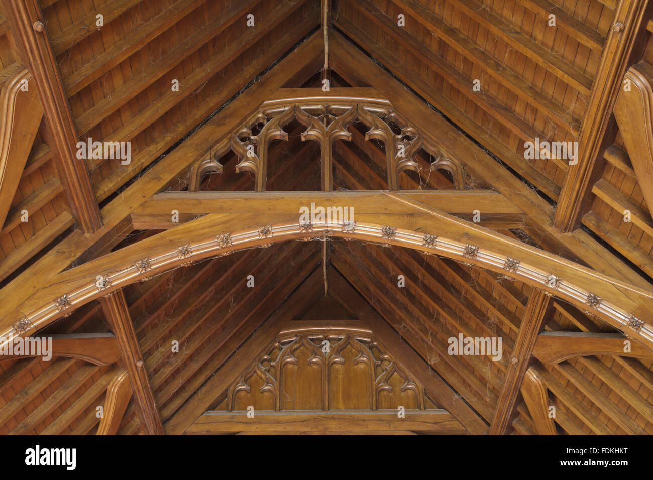 The open oak roof in the Library at Tyntesfield, North Somerset Stock ...