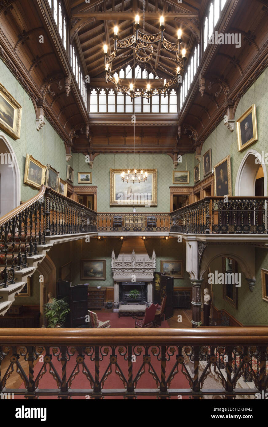 View of the Hall and staircase at Tyntesfield, North Somerset Stock ...