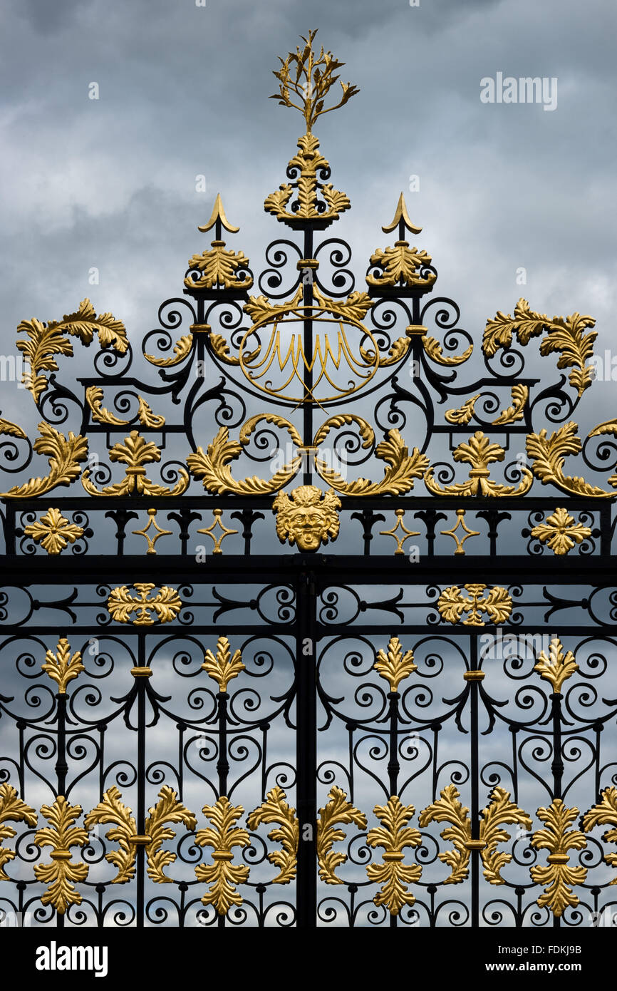 The ornate gates in front of the north west front at Tredegar House ...