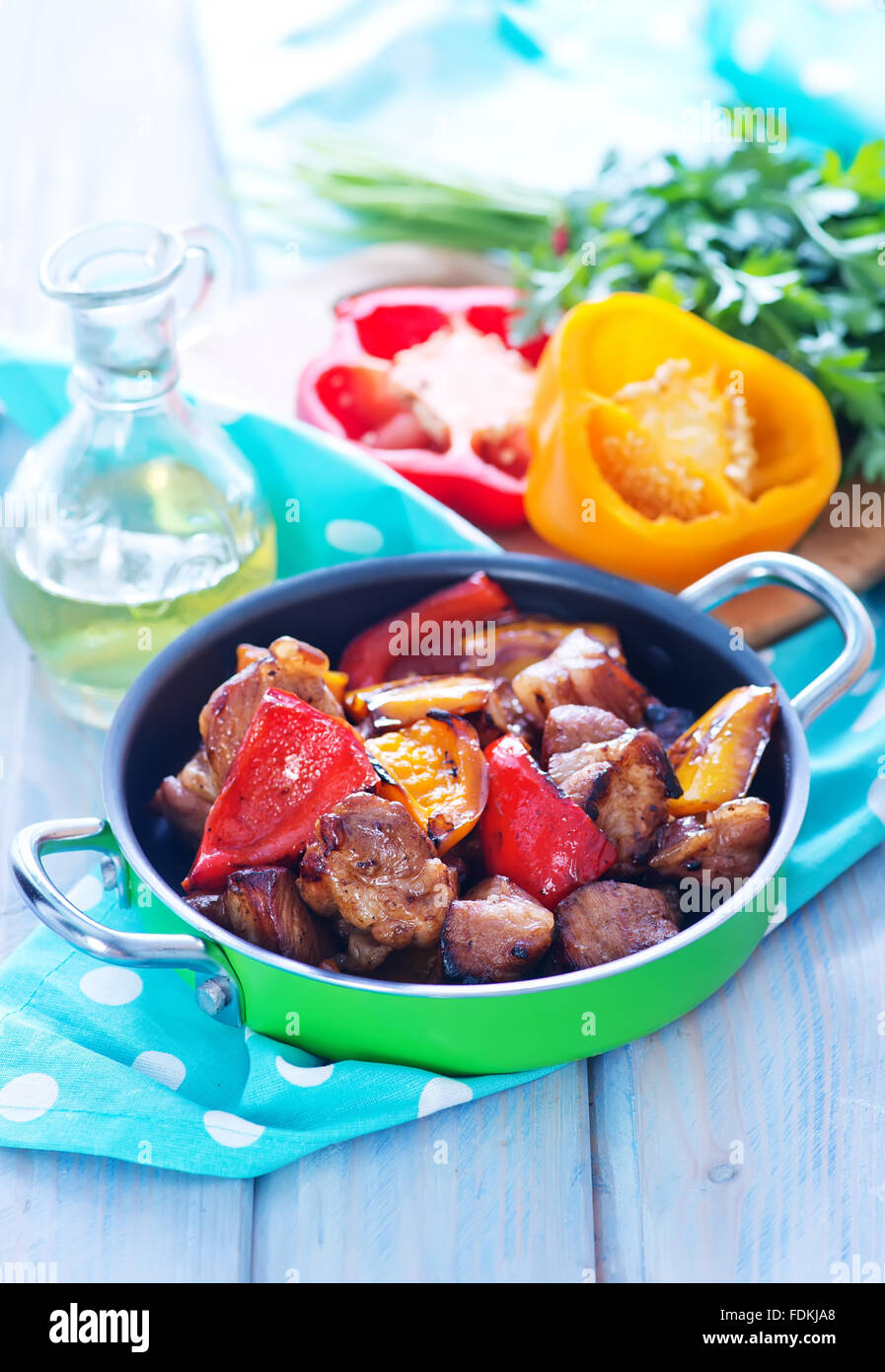 fried kebab with vegetables on the plate Stock Photo - Alamy