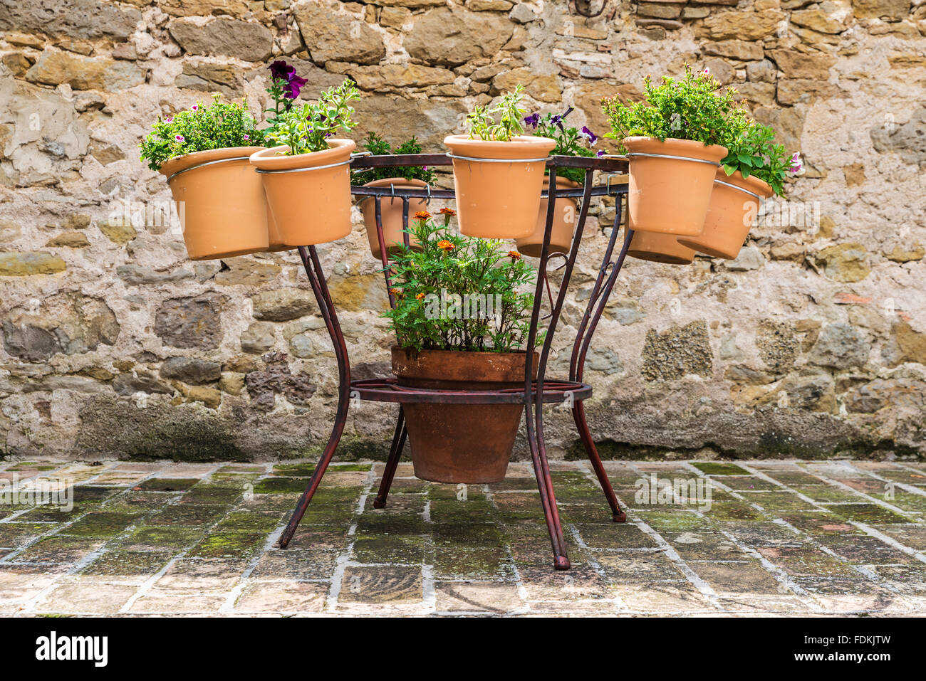 Patio table with flower pots hi-res stock photography and images - Alamy