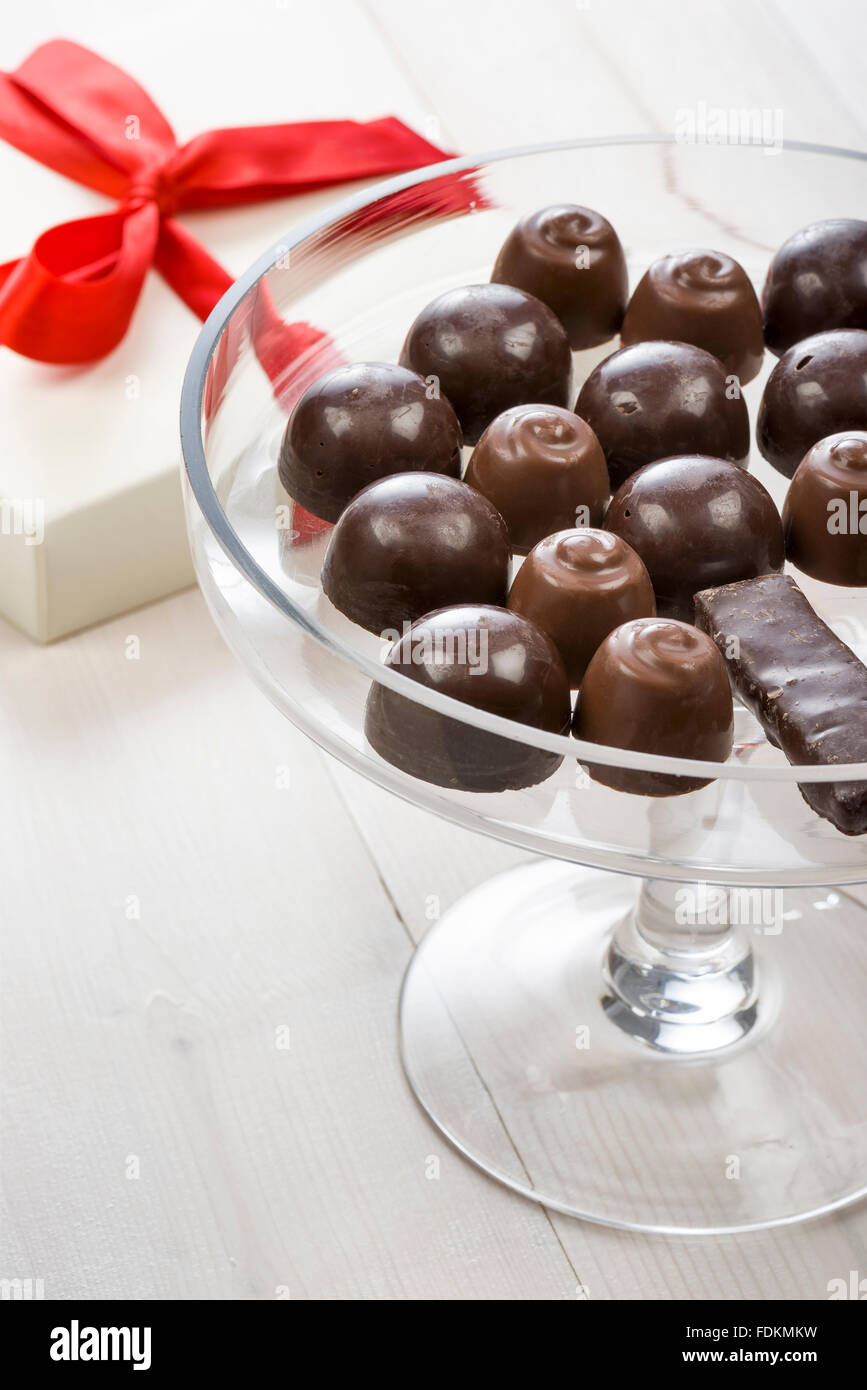 assorted chocolates confectionery on glass tray Stock Photo - Alamy