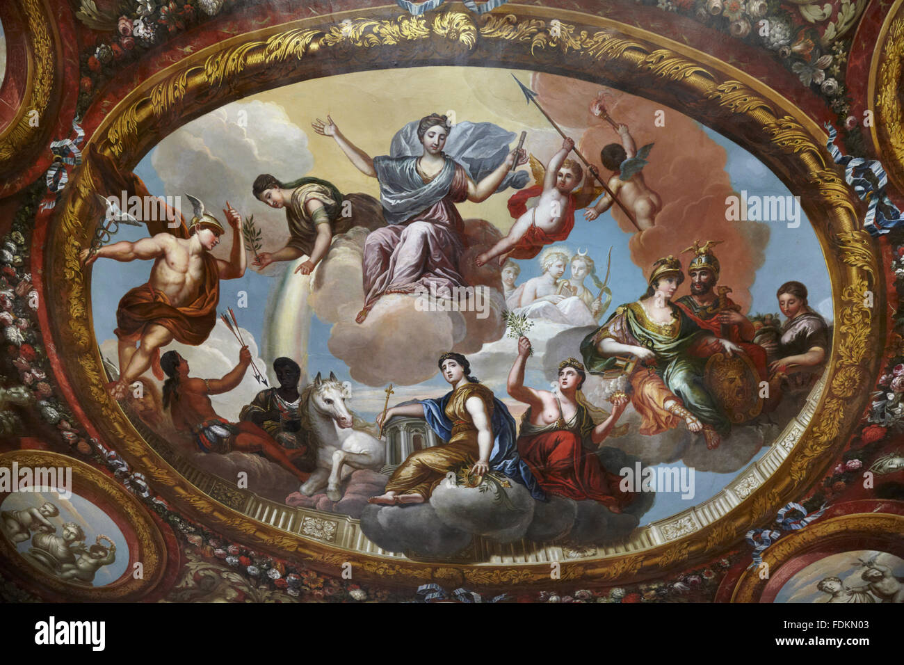 Gerard Lanscroon's ceiling painting in the Blue Drawing Room at Powis ...