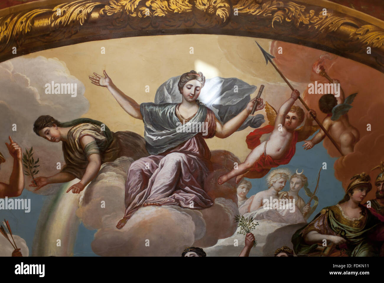 Detail of the painted ceiling by Lanscroon in the Blue Drawing Room at ...