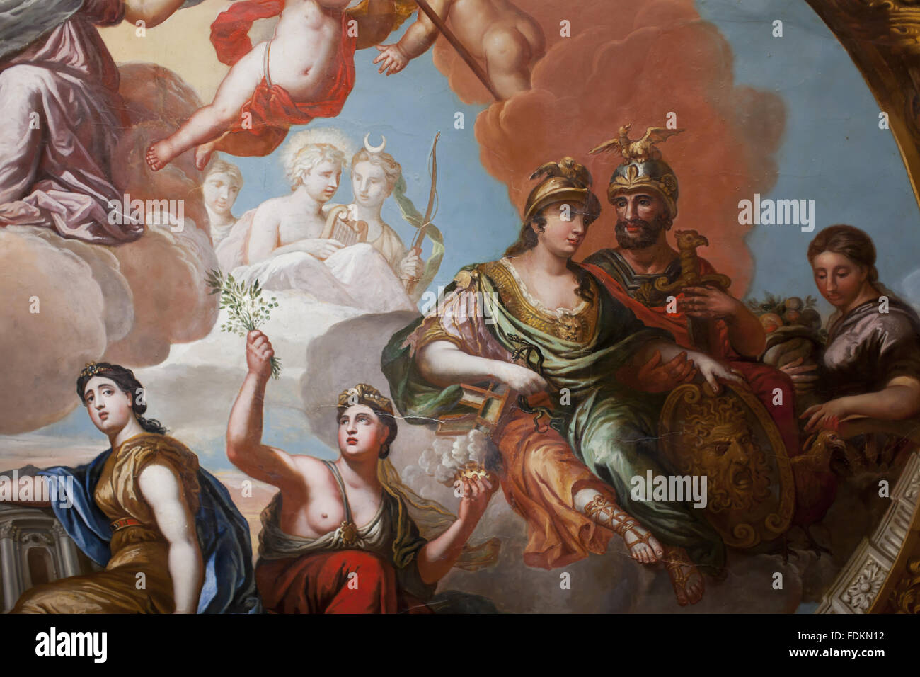 Detail of the painted ceiling by Lanscroon in the Blue Drawing Room at ...