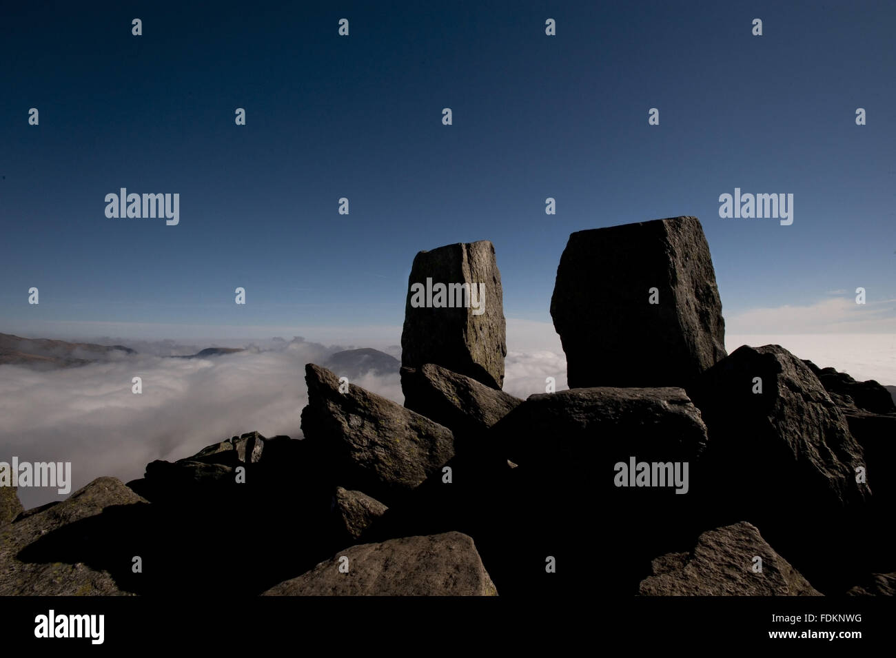 Adam and Eve, two rocks on the summit of , Tryfan, Snowdonia, Wales, in ...