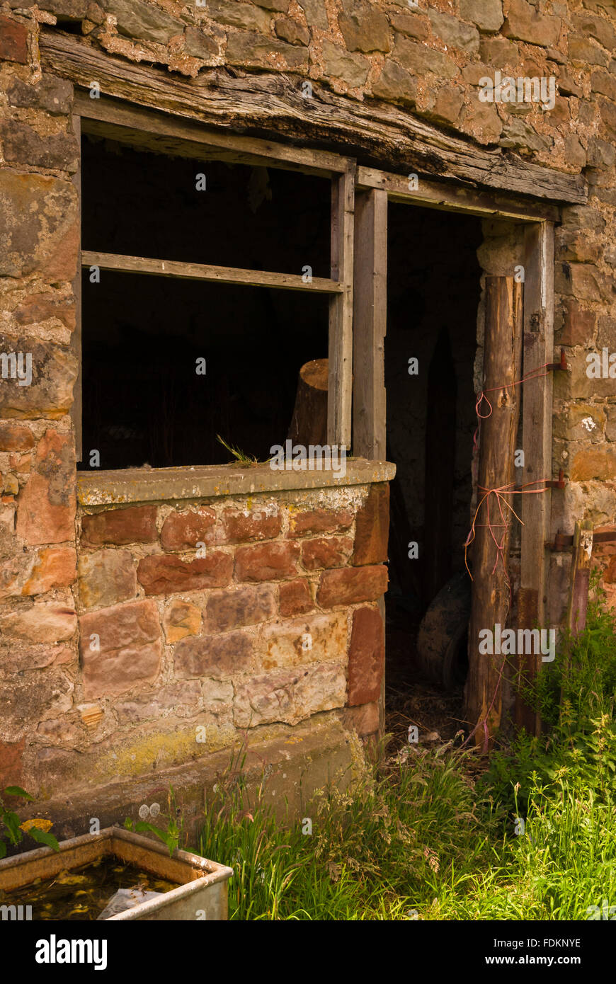 Doorway and window in an old Yorkshire Dales Barn, England Stock Photo ...