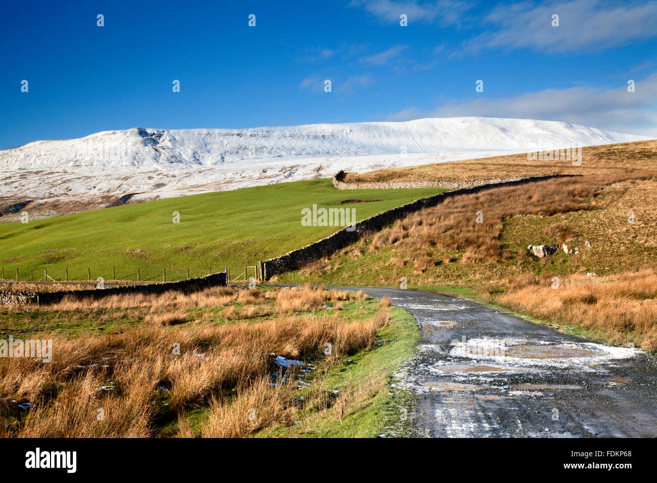 The Snowcapped Peak of Whernside in the Yorkshire Dales Ribblehead ...