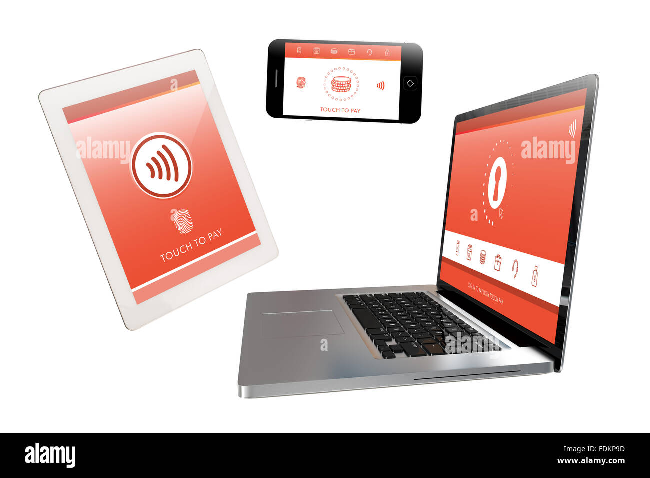 Technology devices shopping online Cut Out Stock Images & Pictures - Alamy