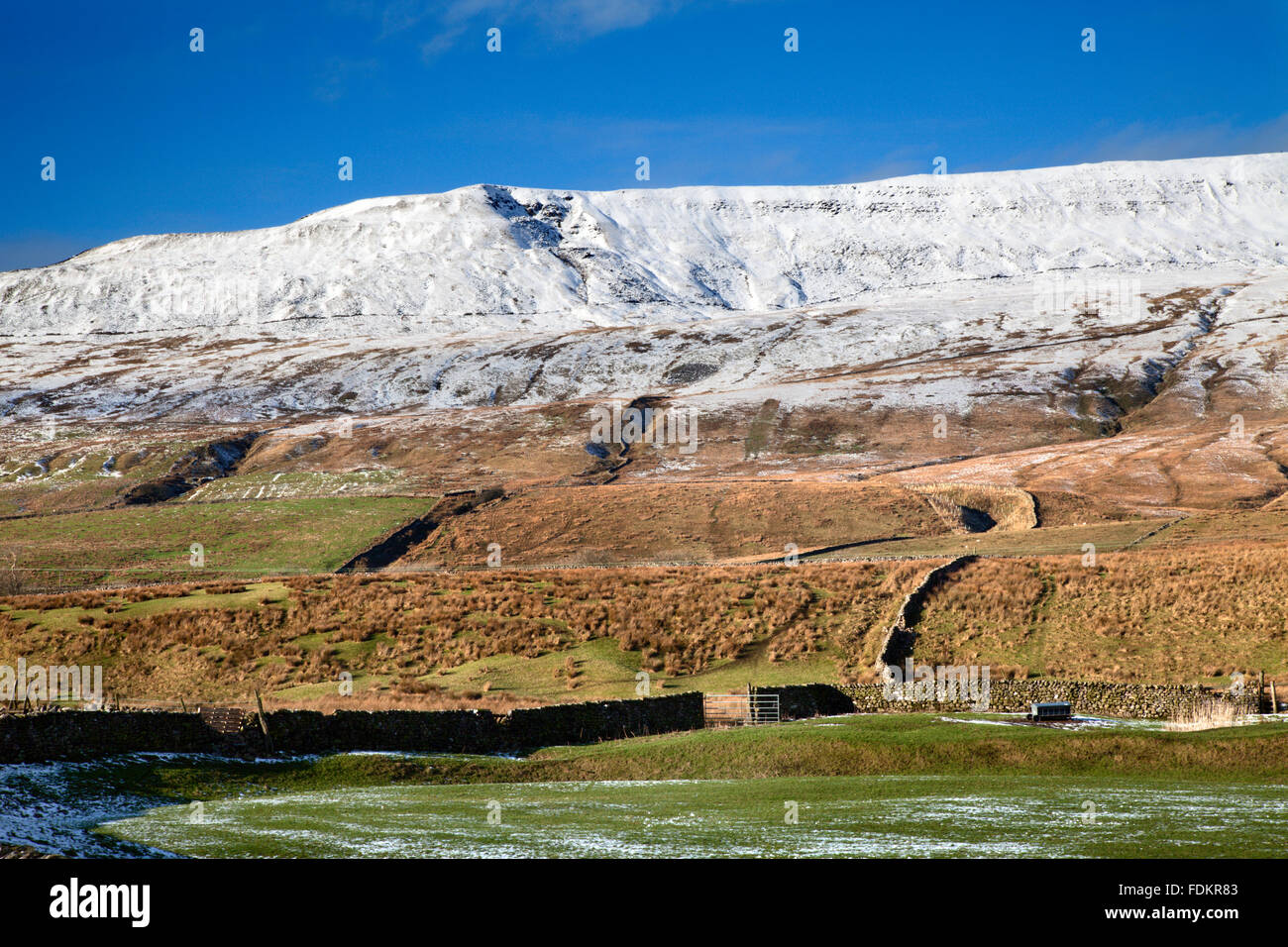 The Snowcapped Peak of Whernside in the Yorkshire Dales Ribblehead ...