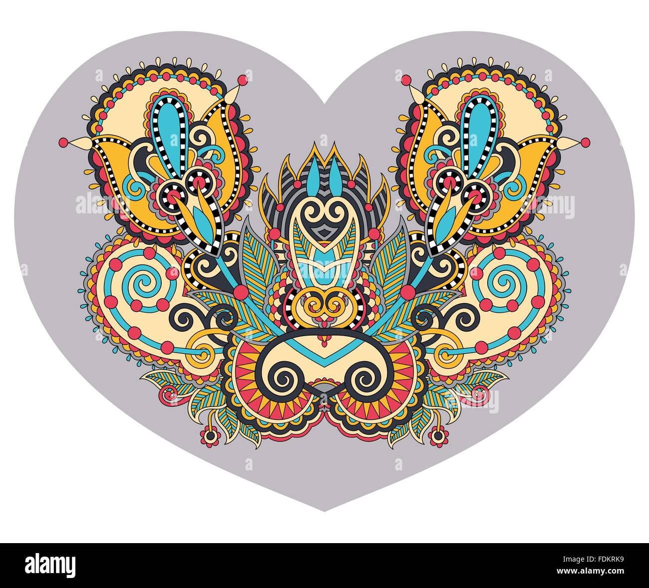 lace heart shape with ethnic floral paisley design for Valentine Stock ...