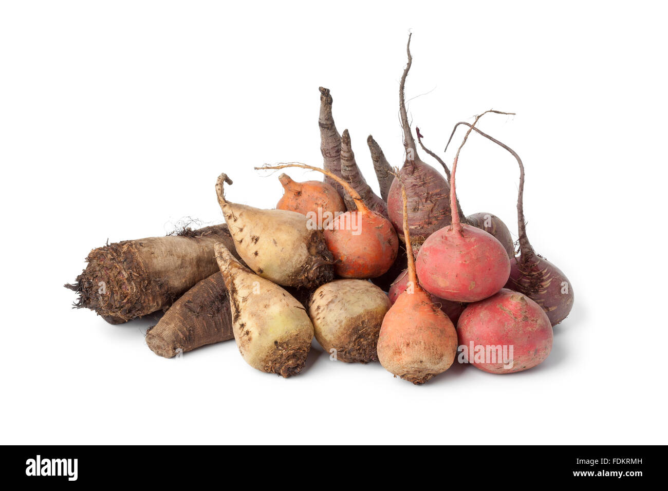 Variety of multi colored beets on white background Stock Photo - Alamy