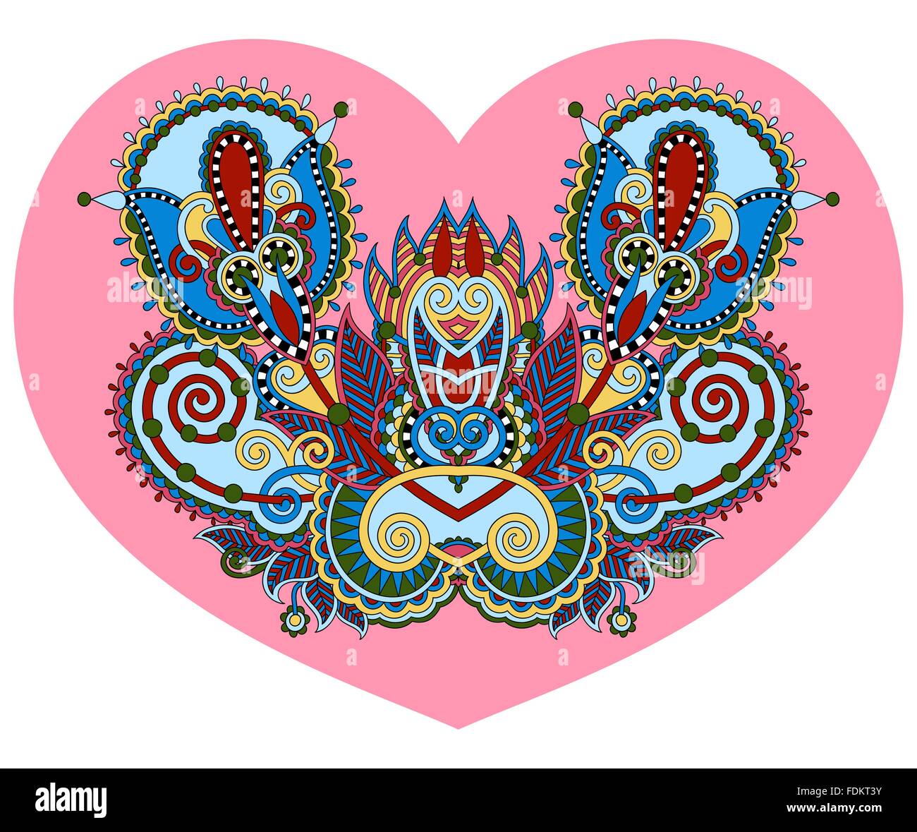lace heart shape with ethnic floral paisley design for Valentine Stock ...