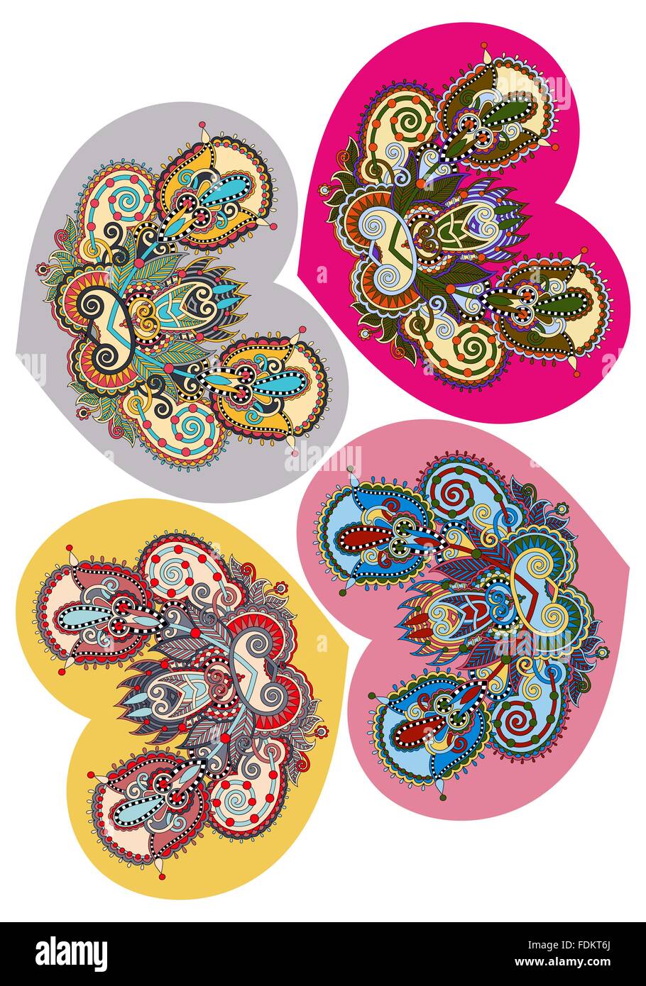 lace heart shape with ethnic floral paisley design for Valentine Stock ...