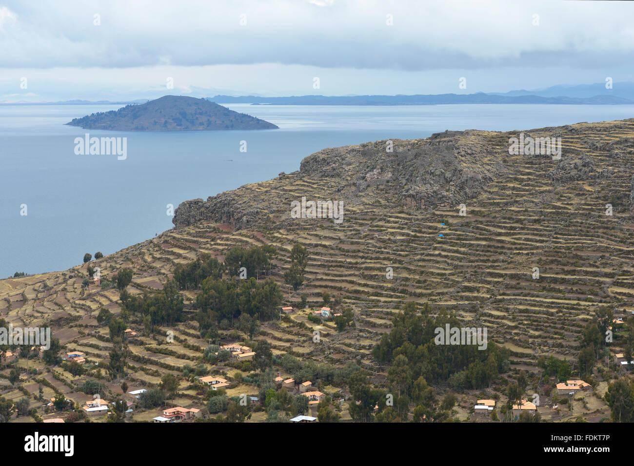 Amantani Island in Titicaca lake, Peru Stock Photo - Alamy