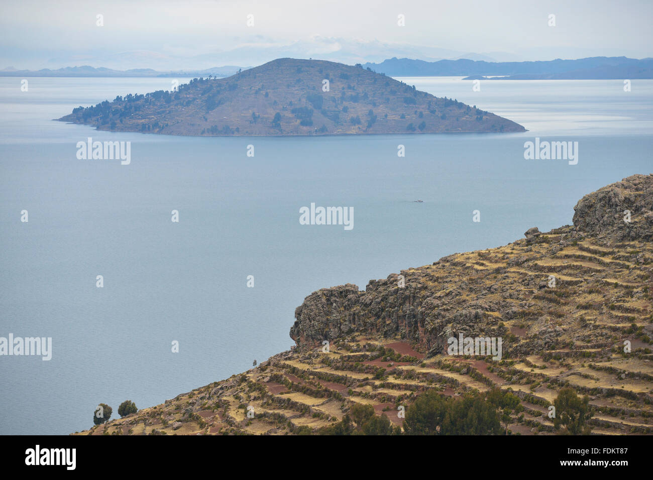 Amantani Island in Titicaca lake, Peru Stock Photo - Alamy