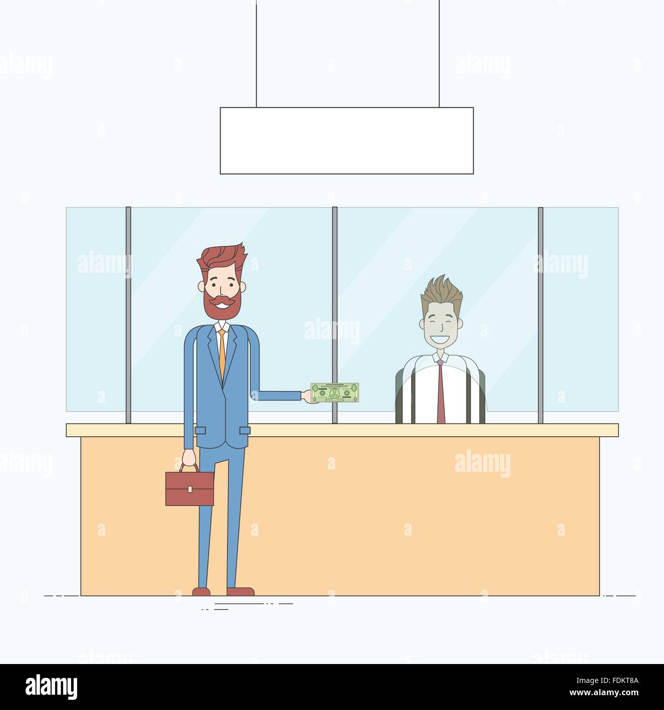 Business Man Give Cash Dollar Bank Office Worker Payment Tax ...