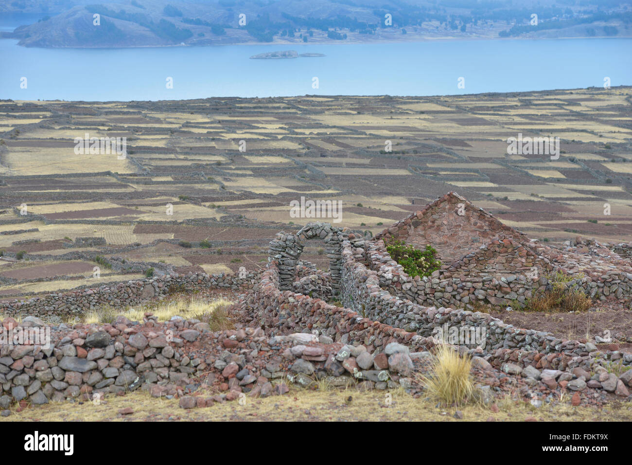 Amantani Island in Titicaca lake, Peru Stock Photo - Alamy