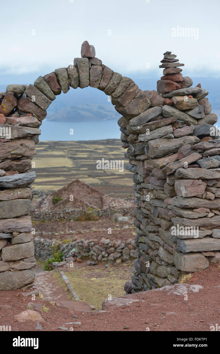 Amantani Island in Titicaca lake, Peru Stock Photo - Alamy