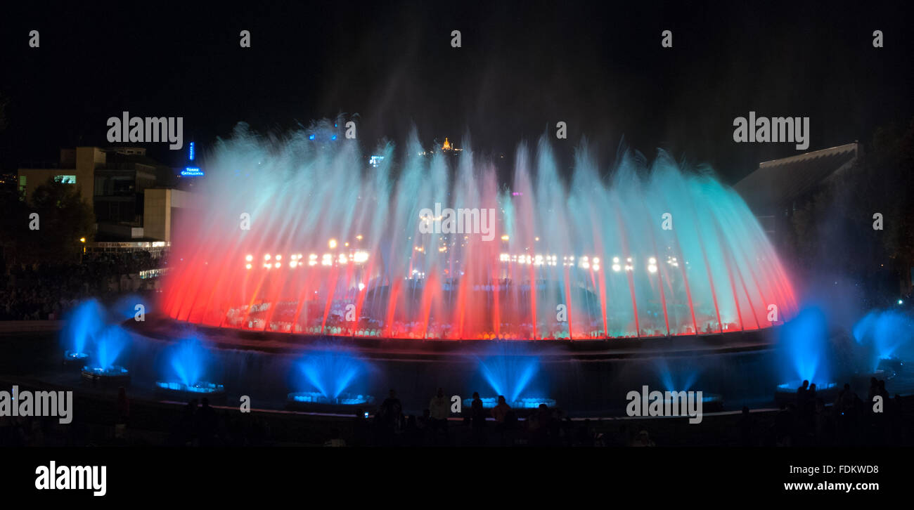 Night in Barcelona, Spain, at the magic fountain Stock Photo - Alamy