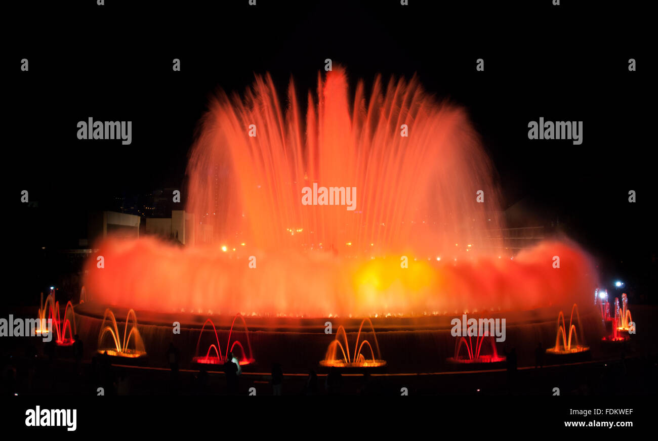 Night in Barcelona, Spain, at the magic fountain Stock Photo - Alamy