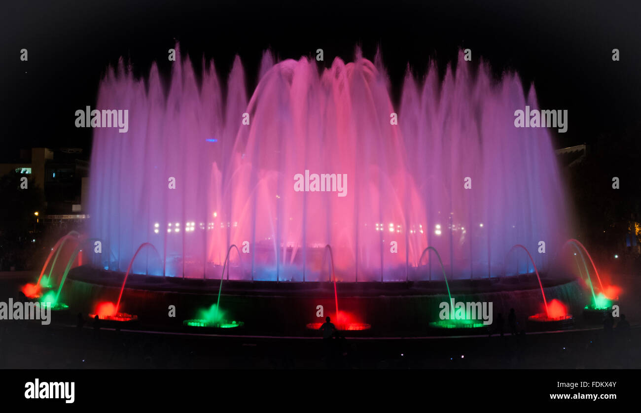 Night in Barcelona, Spain, at the magic fountain Stock Photo - Alamy
