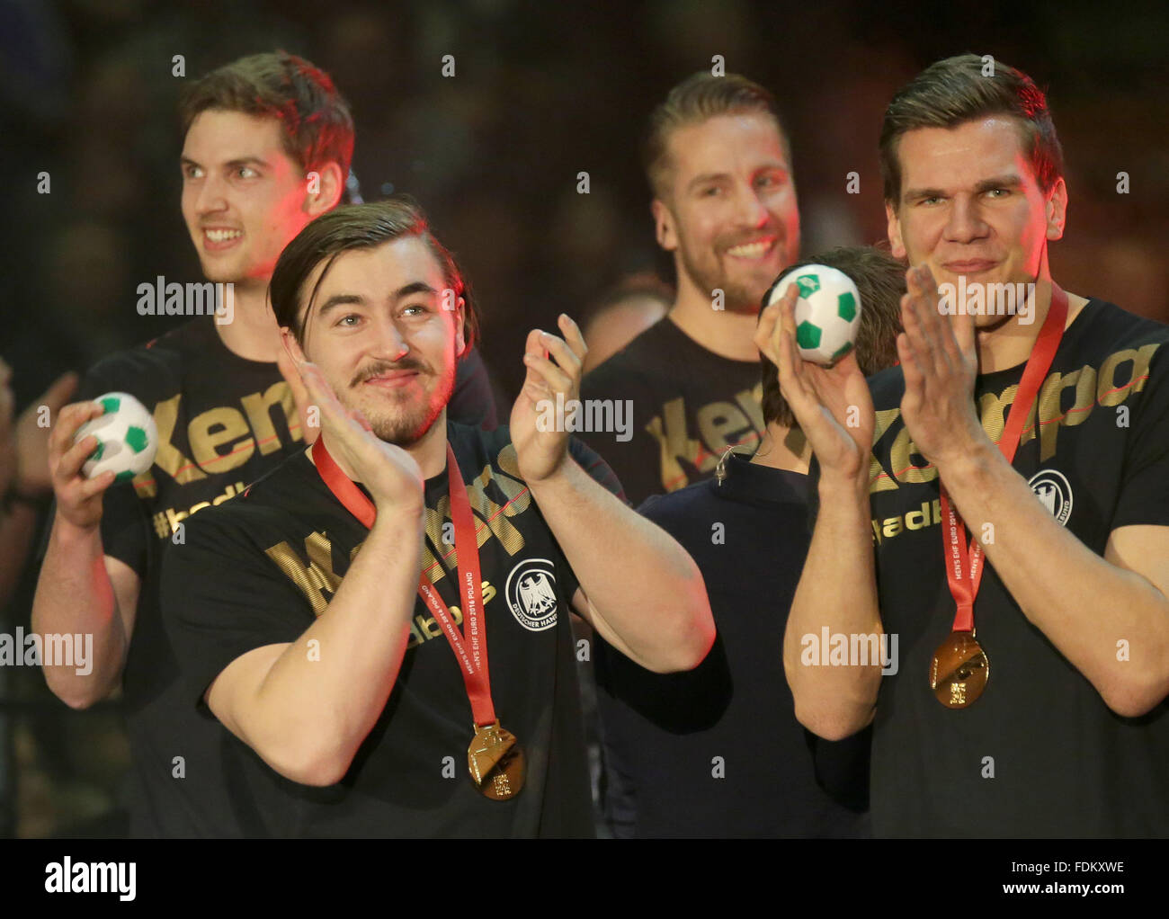 The German Handball national team celebrating at a fan festival in the ...