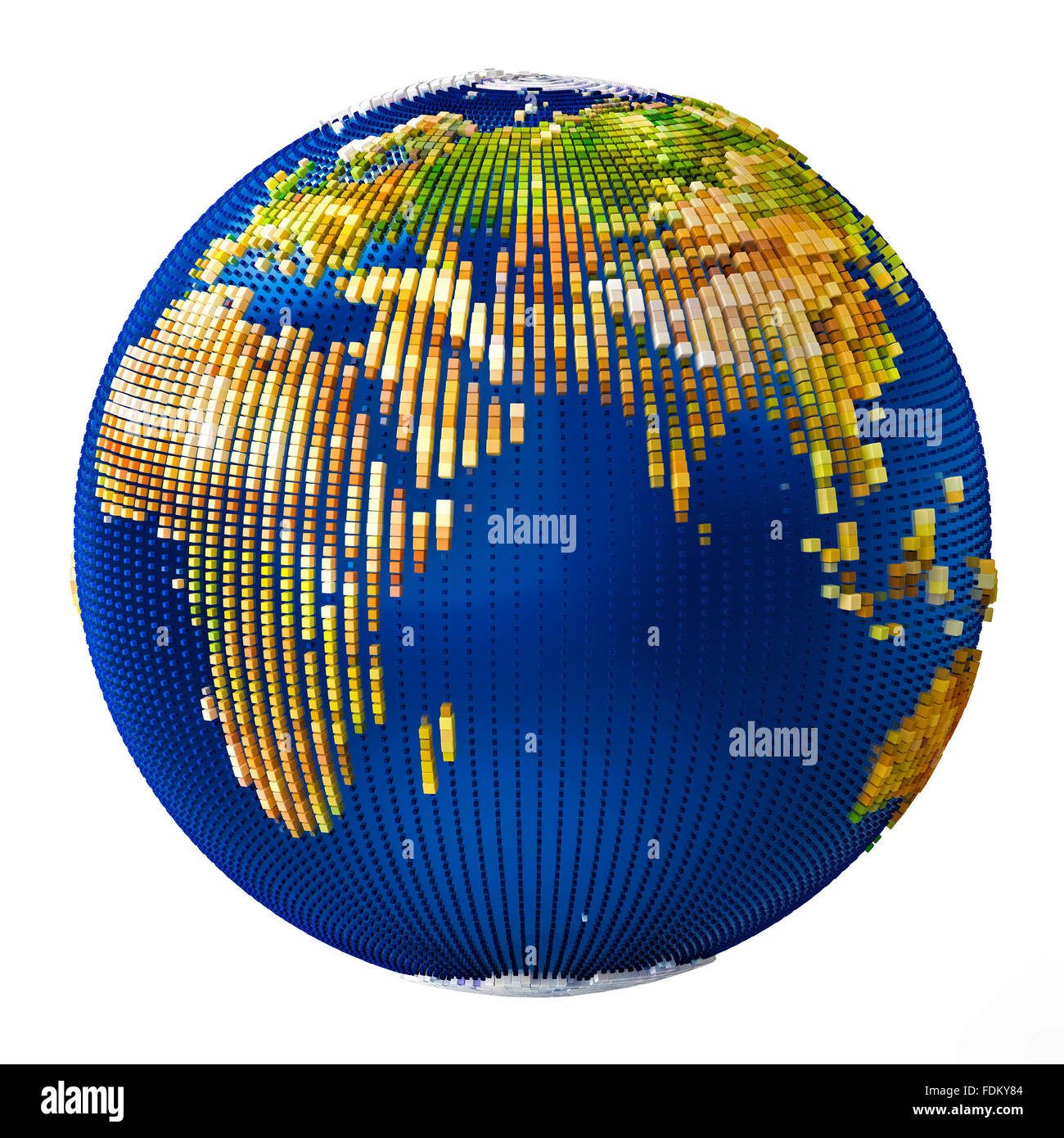Earth consisting of small cubes India Stock Photo - Alamy