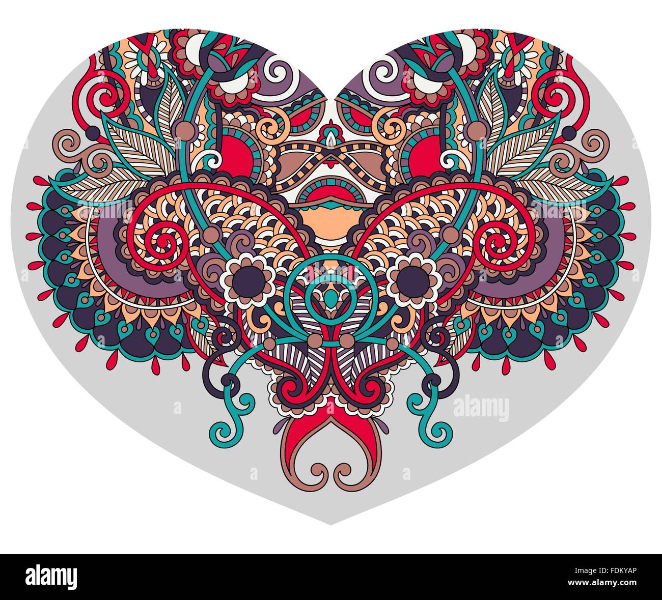 lace heart shape with ethnic floral paisley design for Valentine Stock ...