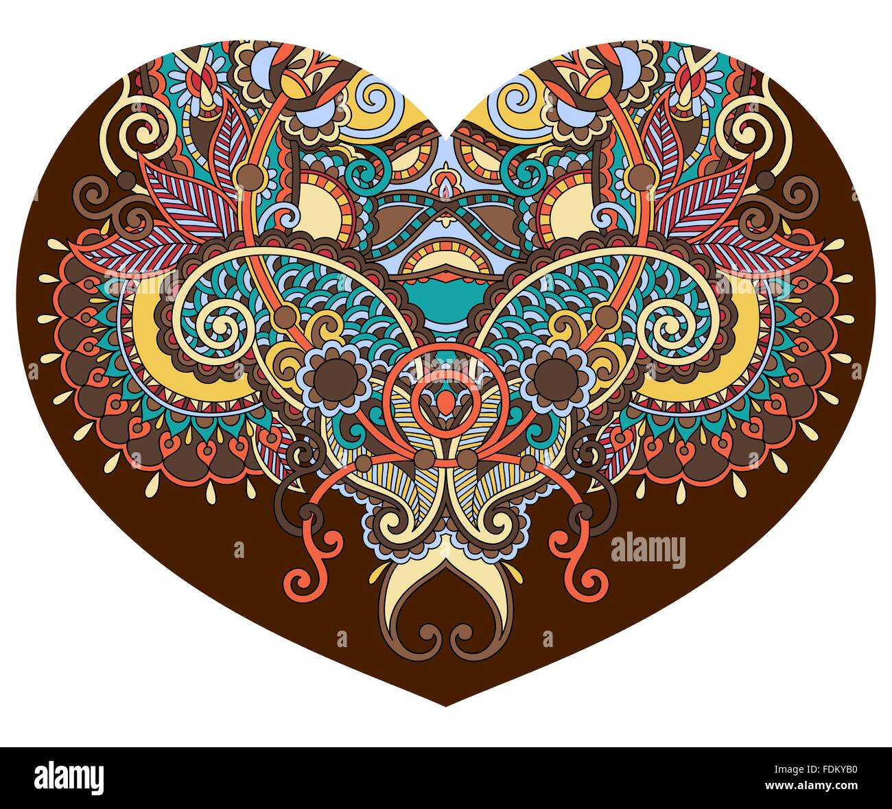 lace heart shape with ethnic floral paisley design for Valentine Stock ...