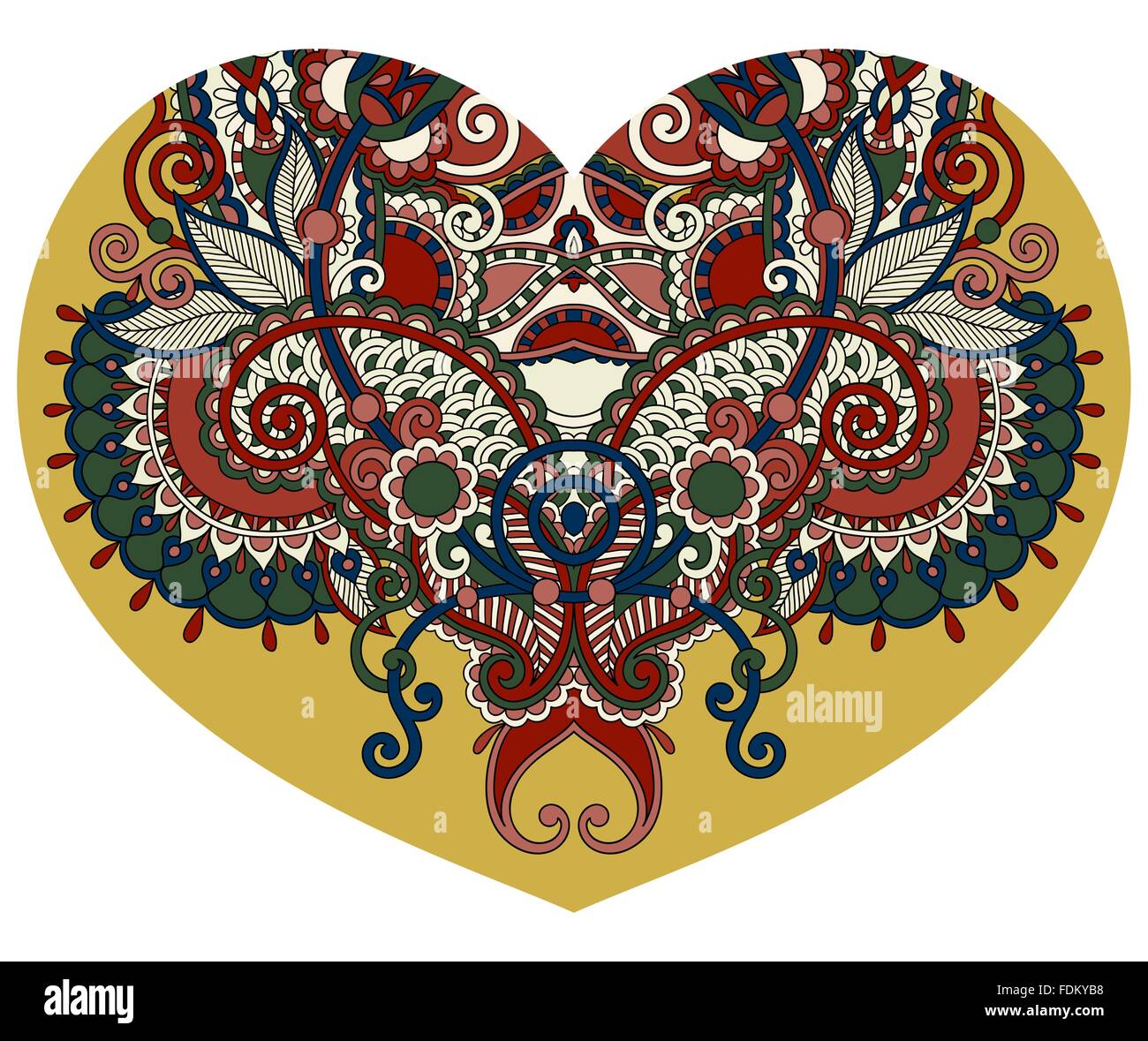 lace heart shape with ethnic floral paisley design for Valentine Stock ...