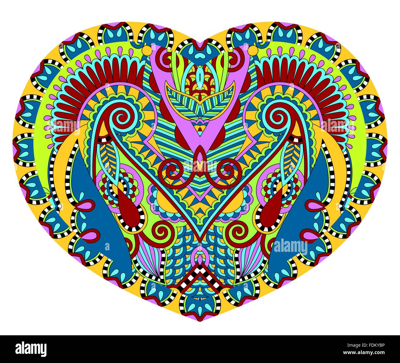 lace heart shape with ethnic floral paisley design for Valentine Stock ...