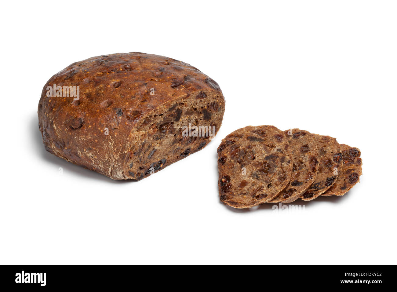 Kletzenbrot, rich fruit loaf from Austria on white background Stock ...