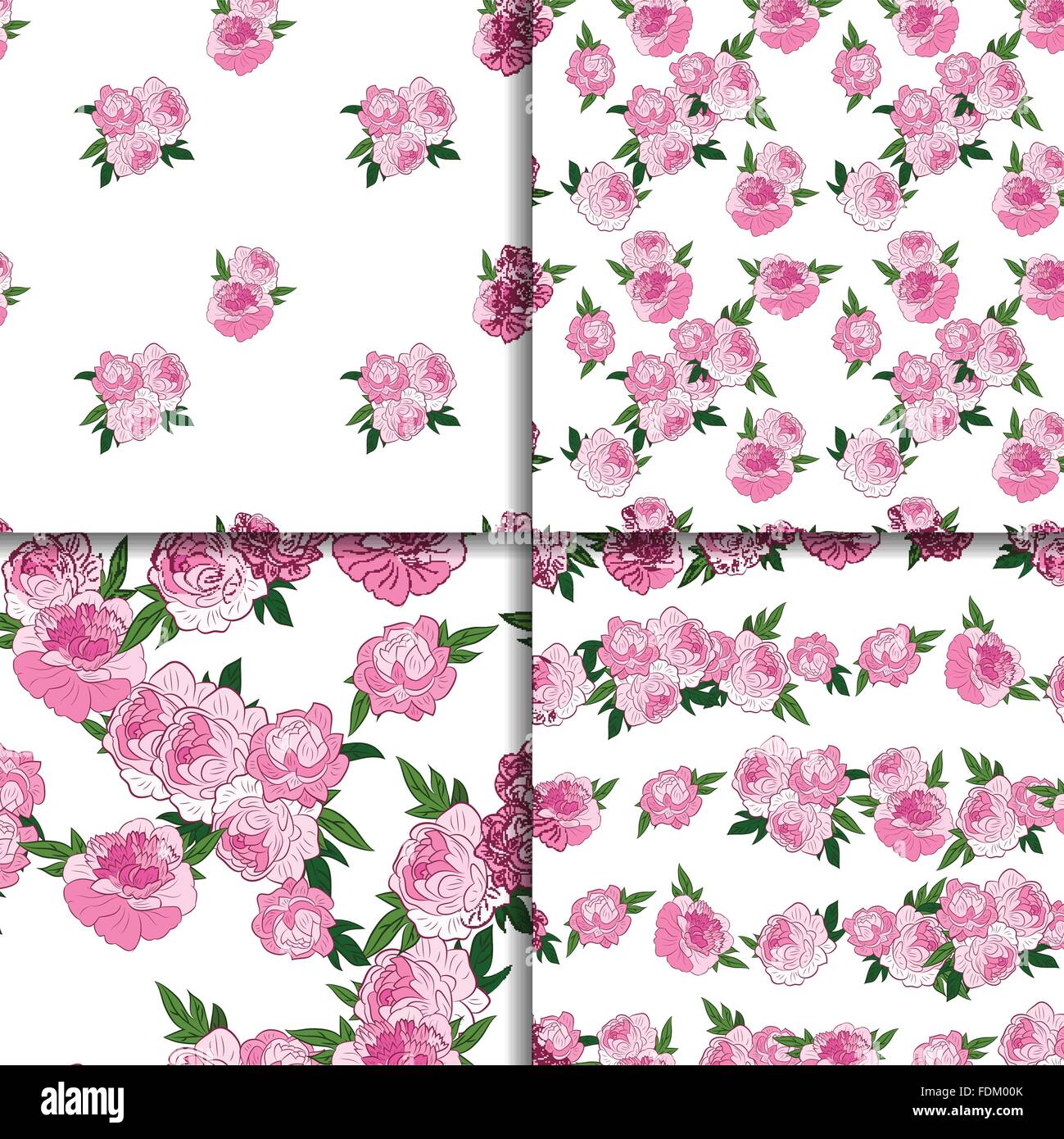 Seamless pattern set with pink peonies Stock Vector Image & Art - Alamy