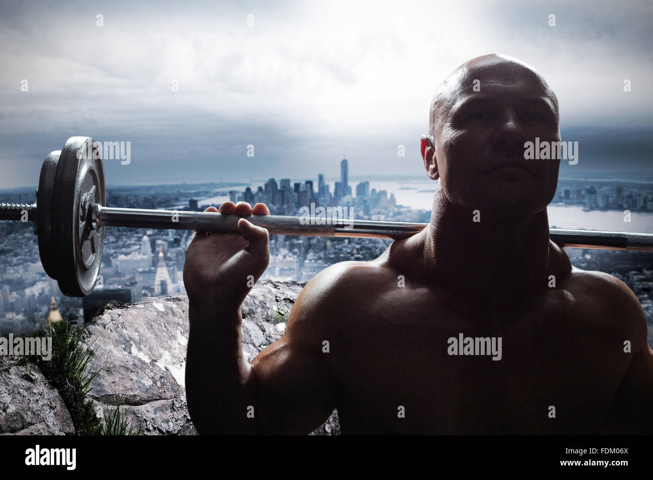 Composite image of muscular healthy man lifting crossfit Stock Photo ...