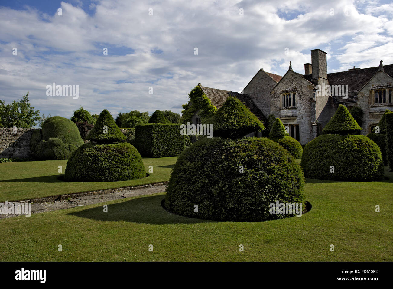 View of the Apostle Garden and Lytes Cary Manor, Somerset Stock Photo ...