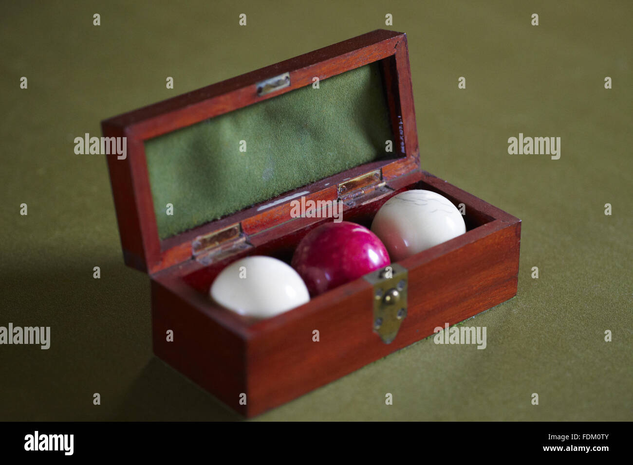 Billiard balls in a case at The Argory, County Armagh Stock Photo - Alamy