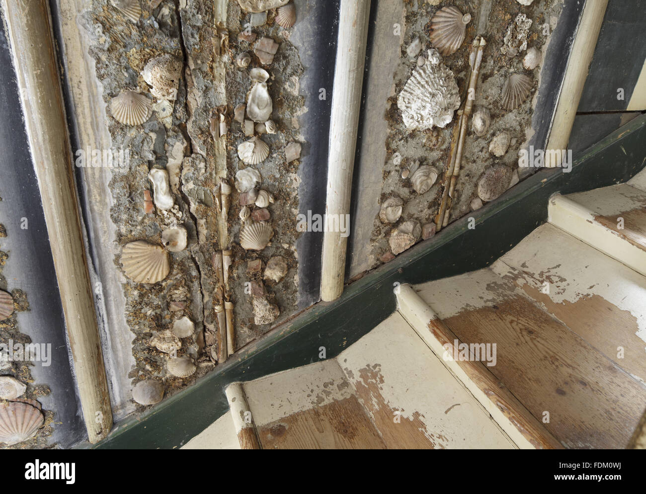 Detail of part of the decoration on the upper stairs of the Shell ...