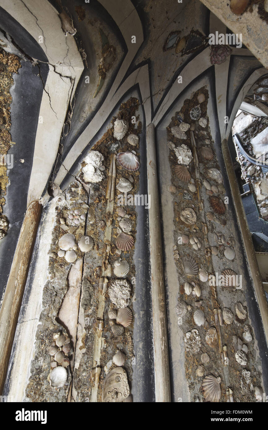 Detail of part of the decoration on the upper stairs of the Shell ...