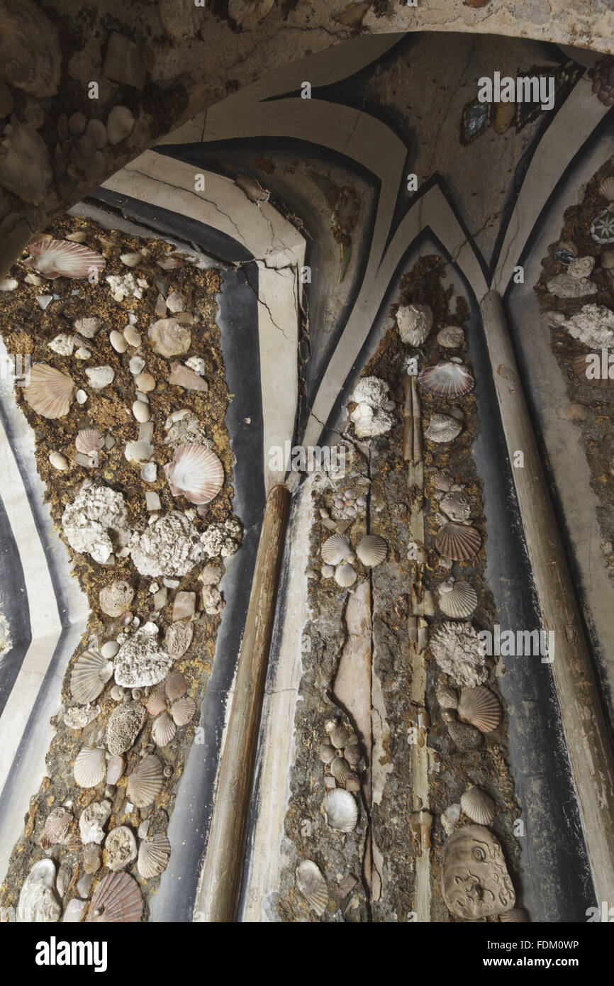 Detail of part of the decoration on the upper stairs of the Shell ...
