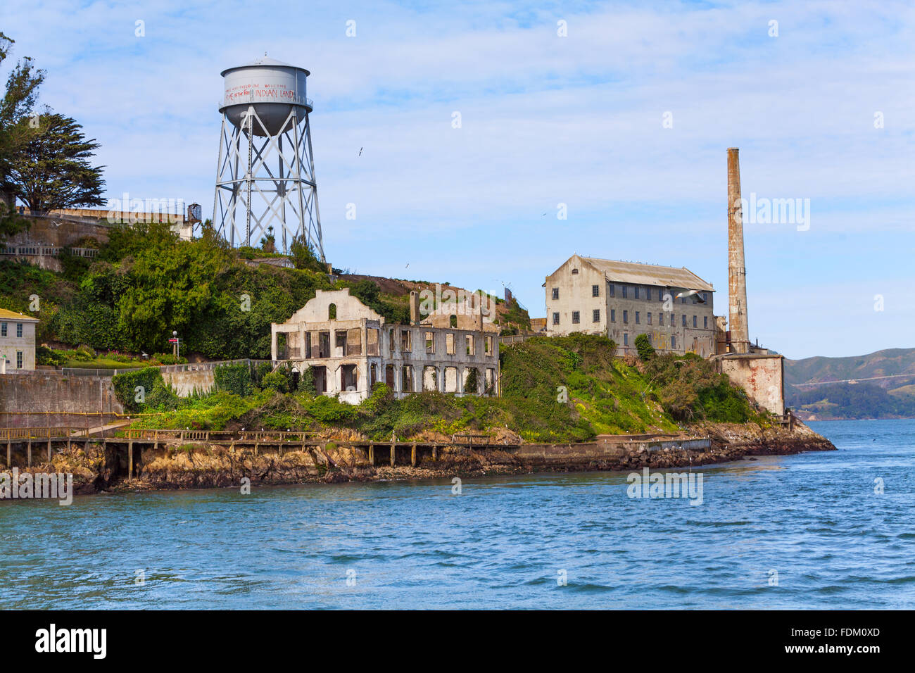 Tower and administrative buildings ruins Alcatraz Stock Photo - Alamy
