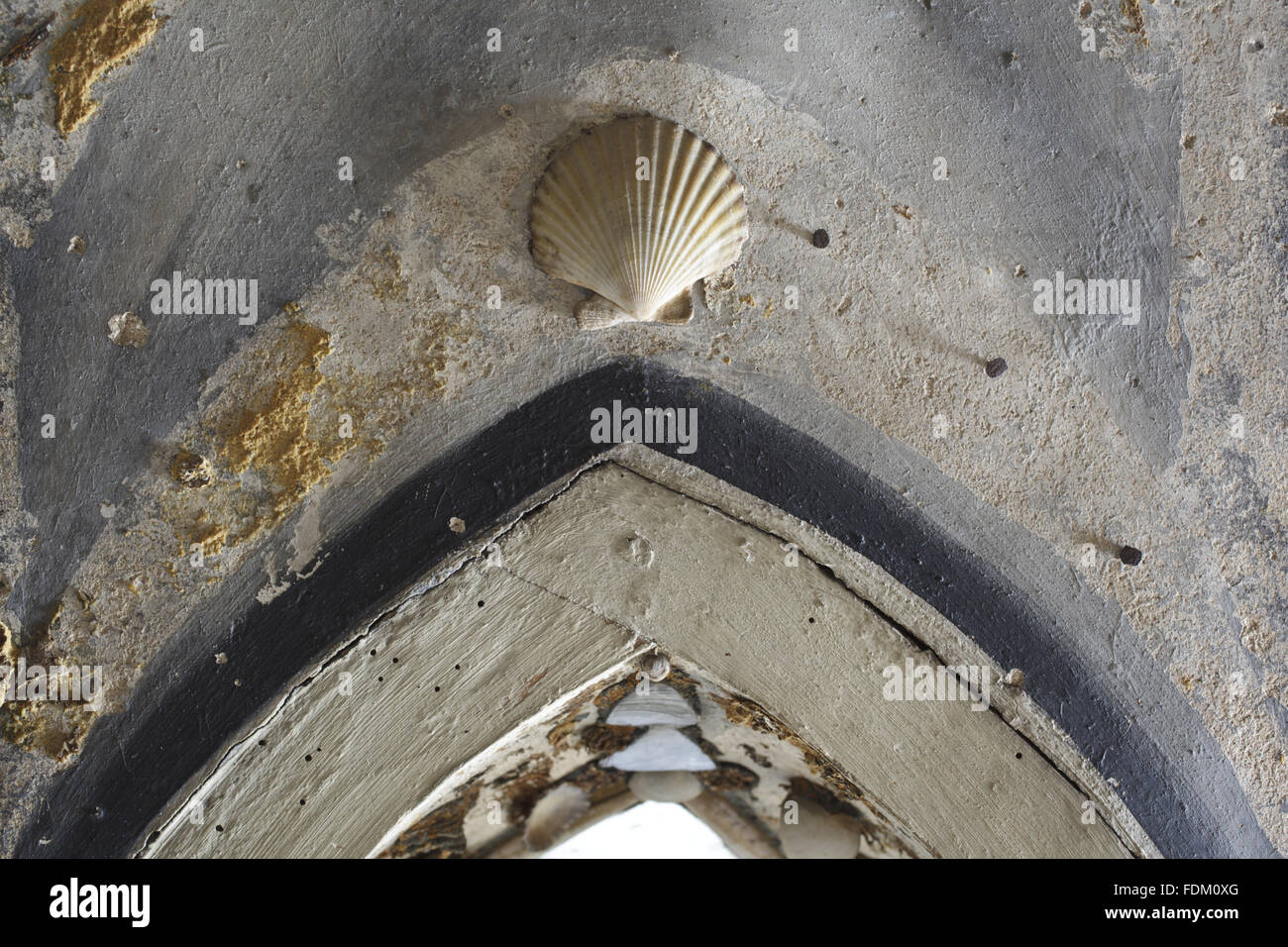 Detail of part of the decoration on the upper stairs of the Shell ...