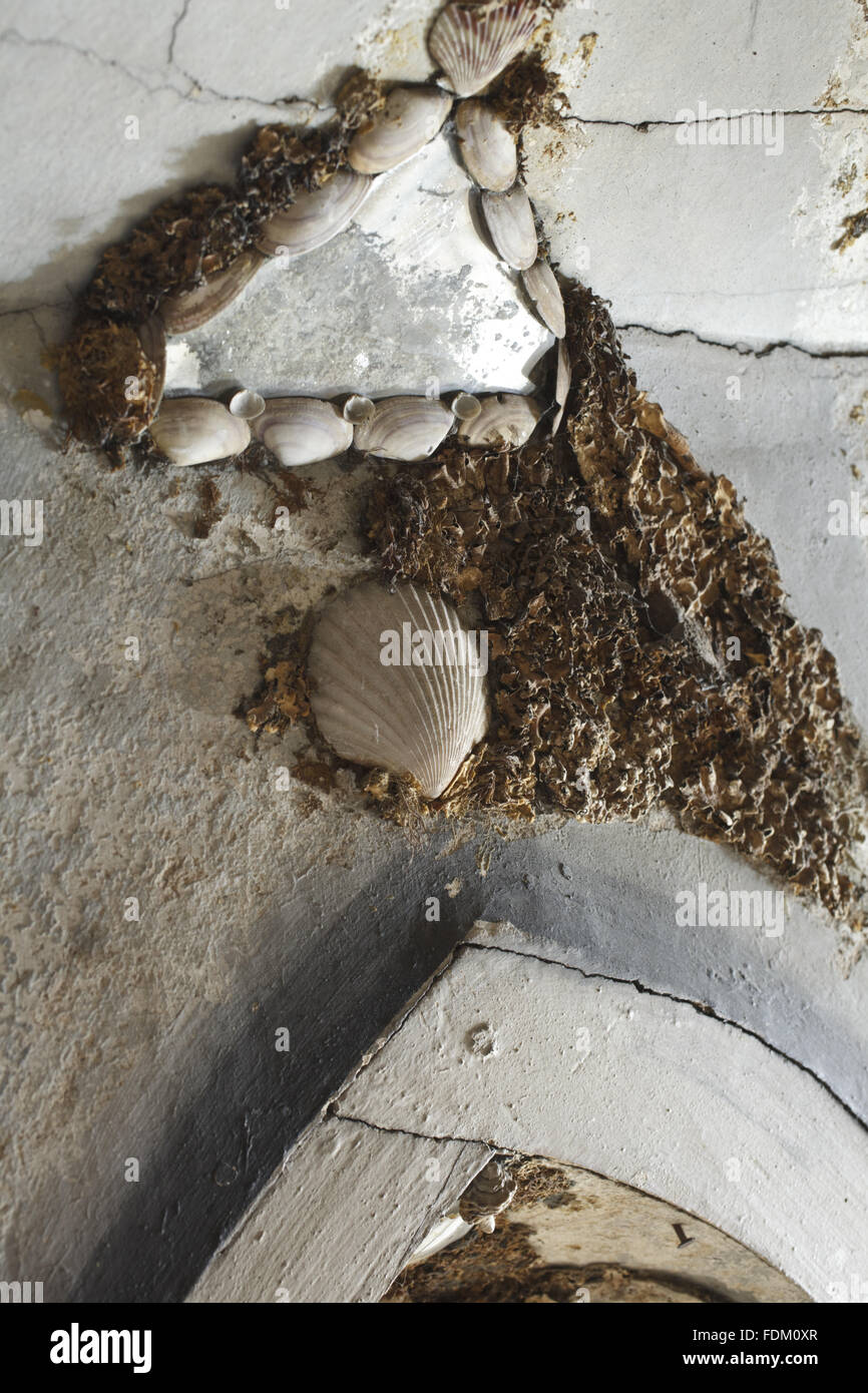 Detail of part of the decoration on the upper stairs of the Shell ...