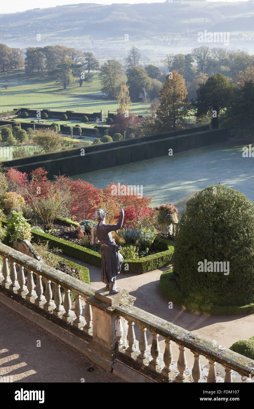 View from the Top Terrace in autumn in the garden at Powis Castle ...