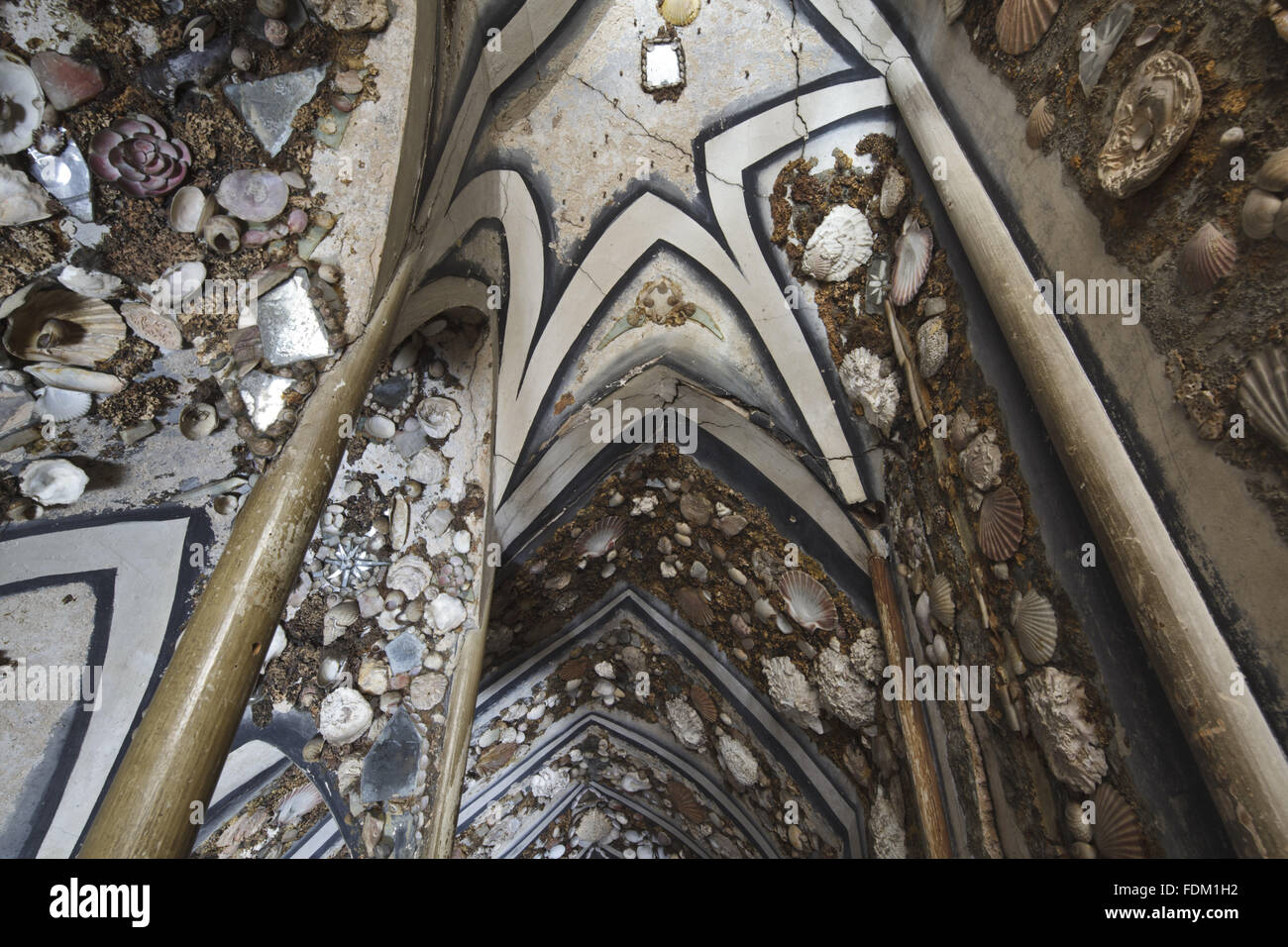 Detail of part of the decoration on the upper stairs of the Shell ...